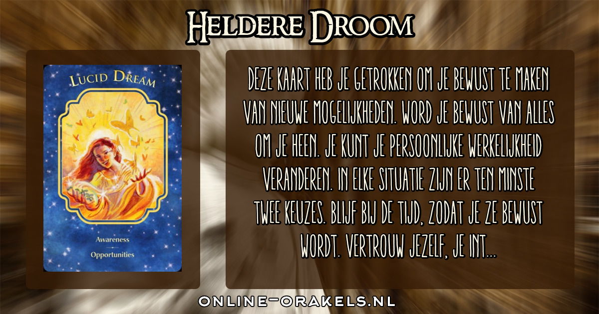 Heldere Droom | Engelendromen | Online Orakels