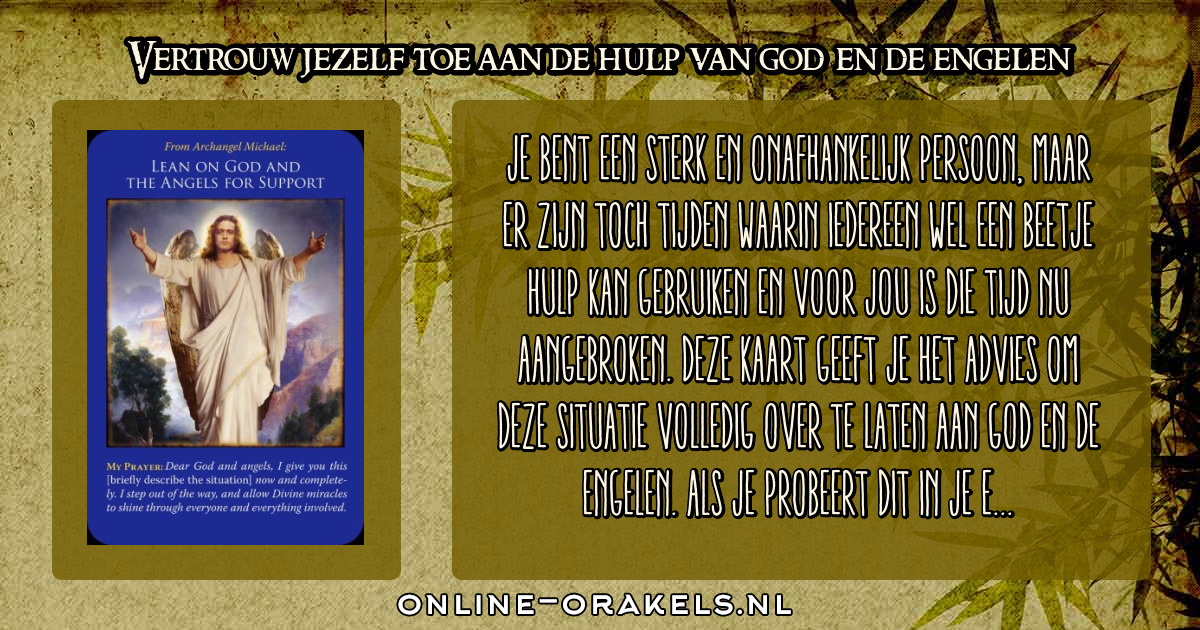 Vertrouw jezelf toe aan de hulp van god en de engelen | Aartsengel ...