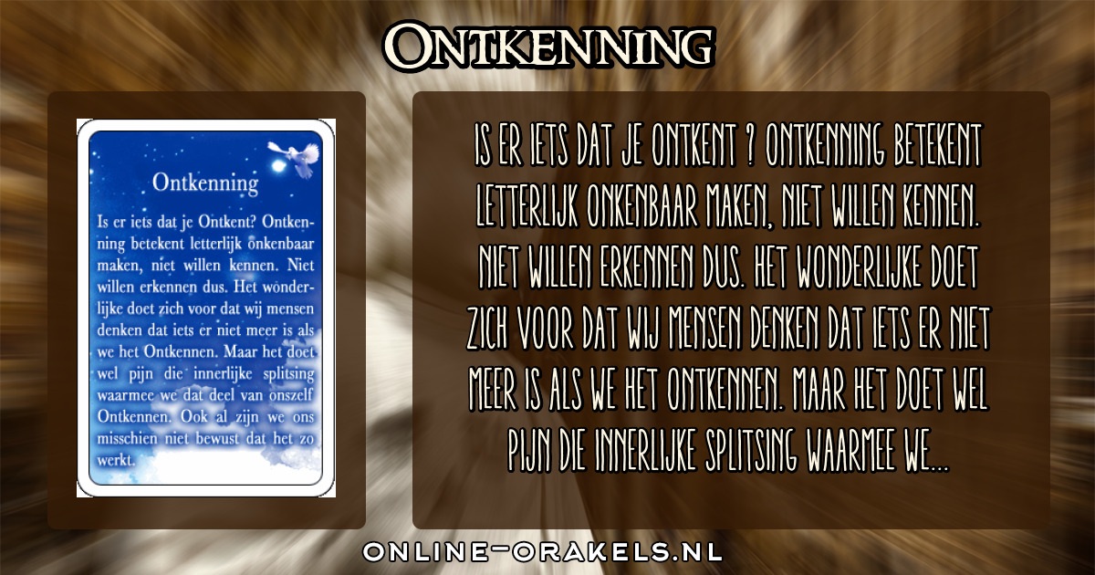 Ontkenning | Spirituele dagkaart | Online Orakels